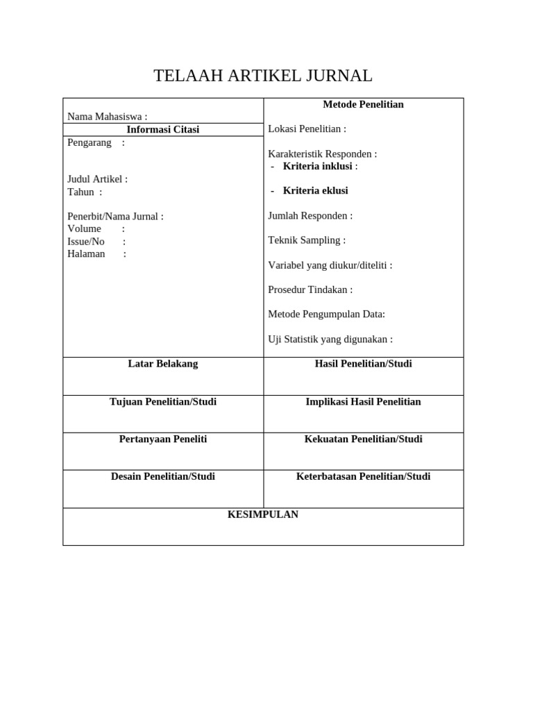 Telaah Artikel Jurnal | PDF