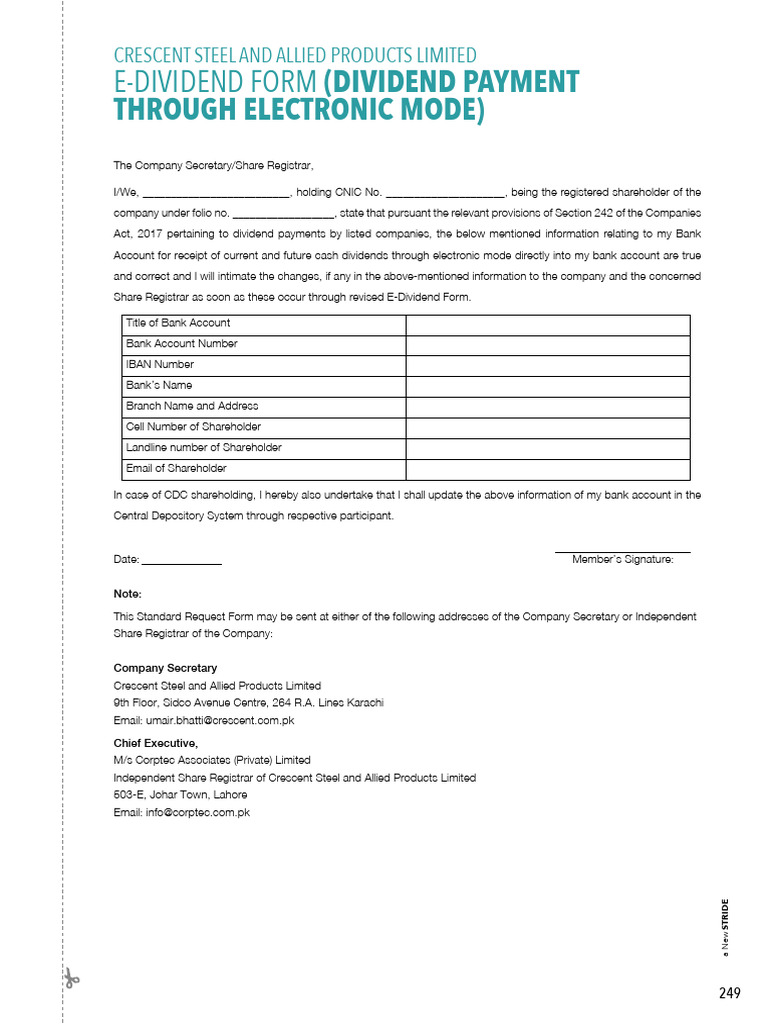 E Dividend Form English | PDF