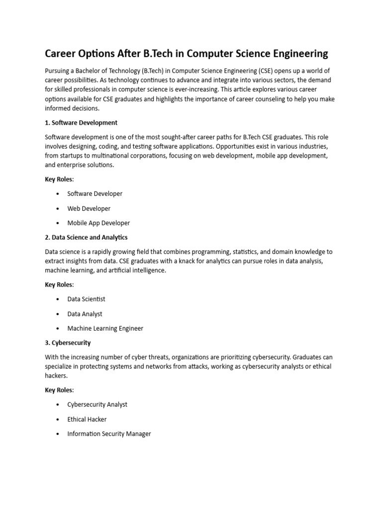 Career Options After B.tech | PDF