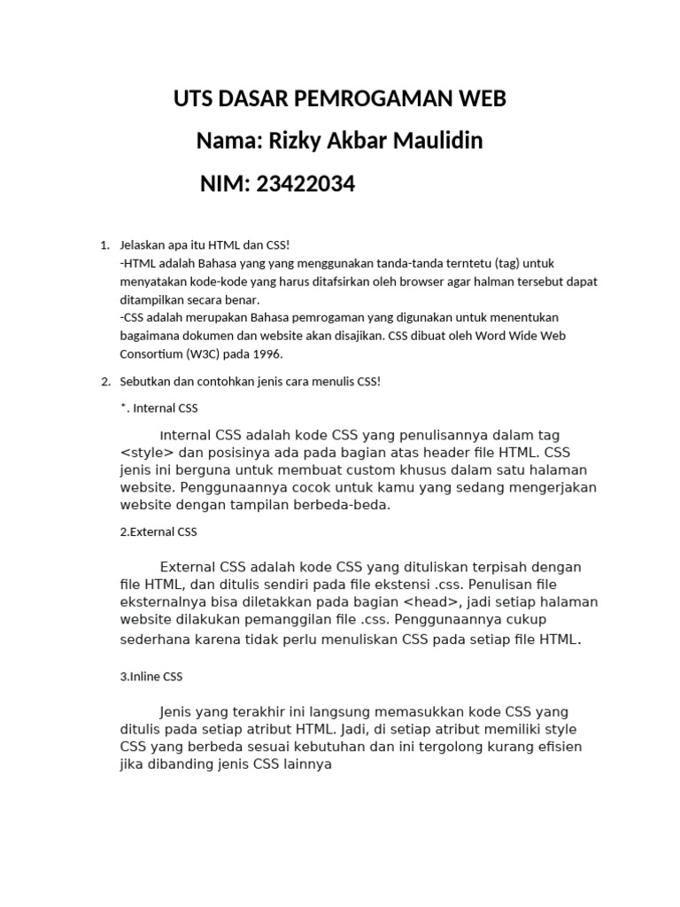 UTS DASAR PEMROGAMAN WEB | PDF