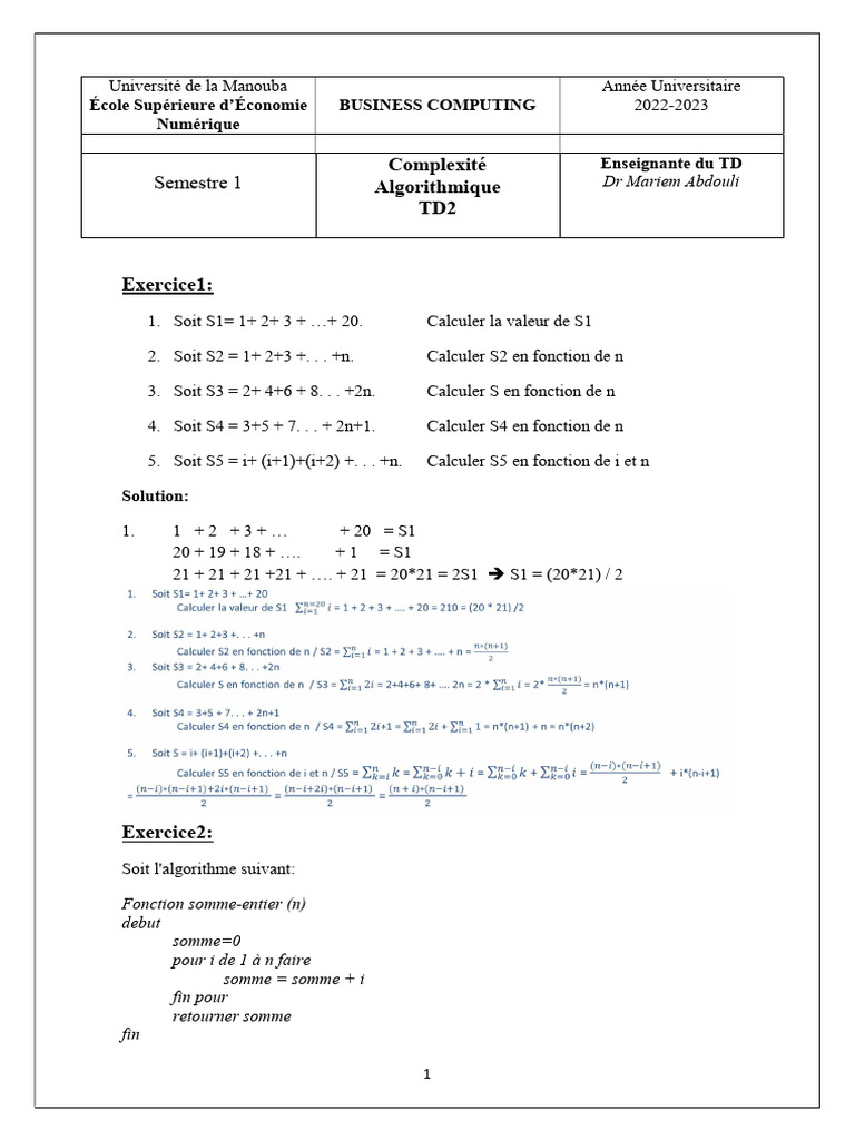 TD2 Complexité | PDF