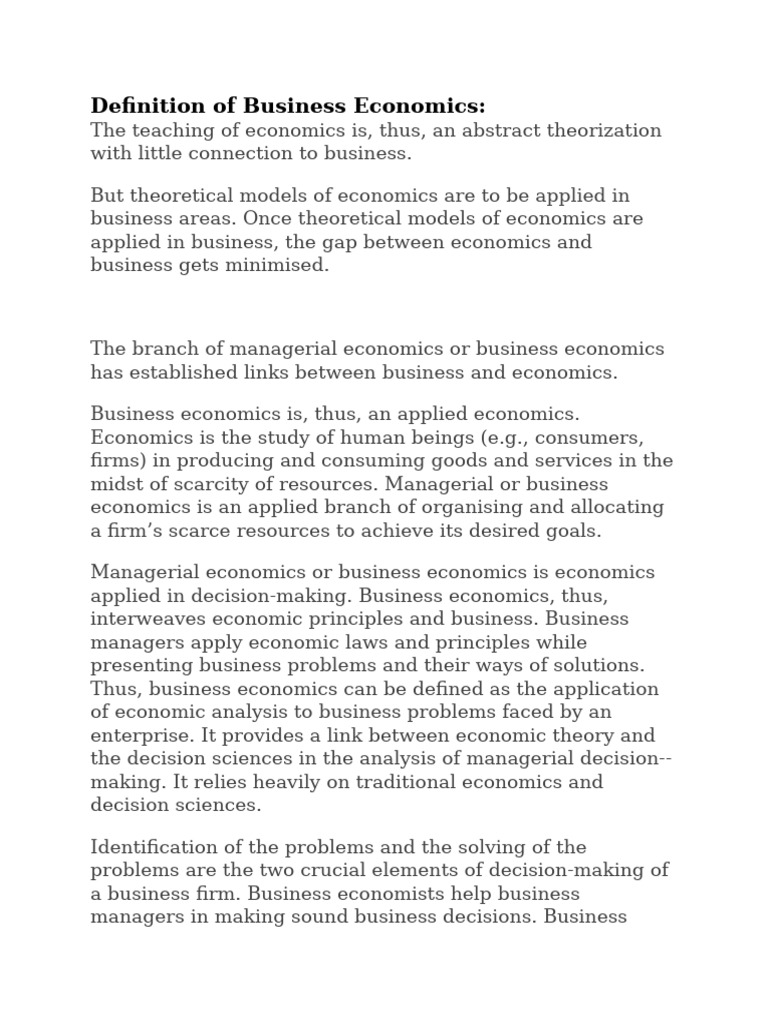 Business Economics Notes4 | PDF