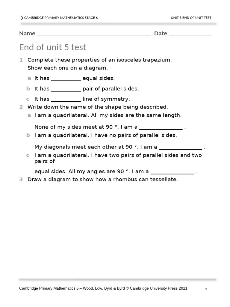 Stage 6 Unit 5 EofU Test | PDF