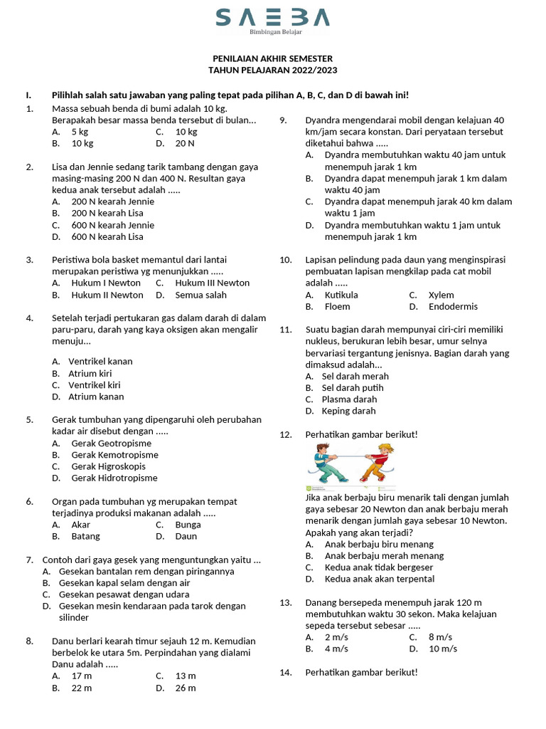 Soal Pas Ipa Kelas 8 Semester 1 | PDF