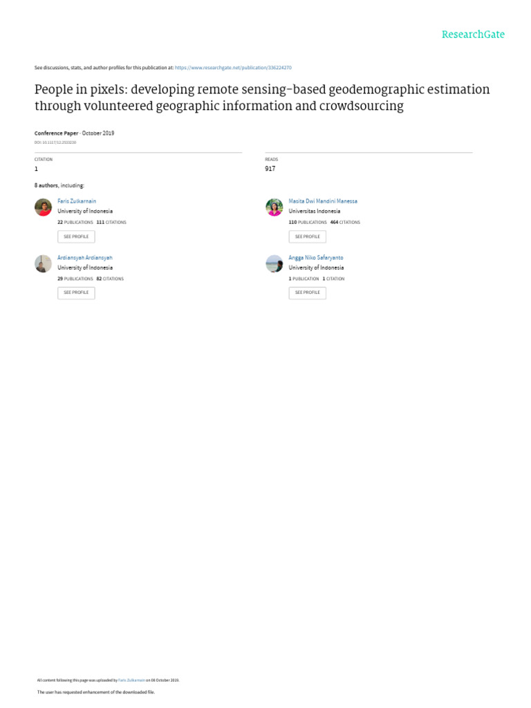 People in Pixels: Developing Remote Sensing-Based Geodemographic ...