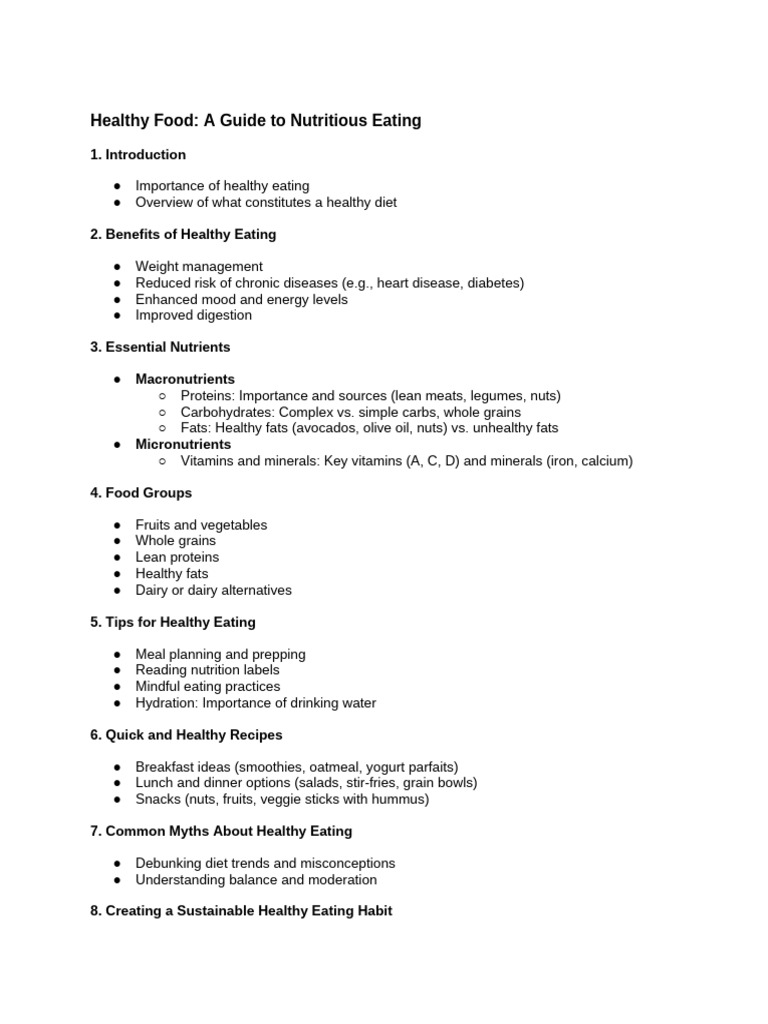 Healthy Food - A Guide To Nutritious Eating | PDF