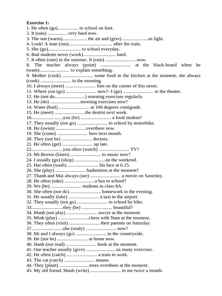 145 Cau Dang Chia Dong Tu Trong Tieng Anh | PDF