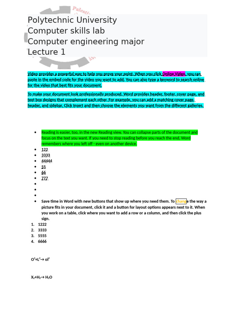 Polytechnic University Computer Skills Lab Computer Engineering Major | PDF