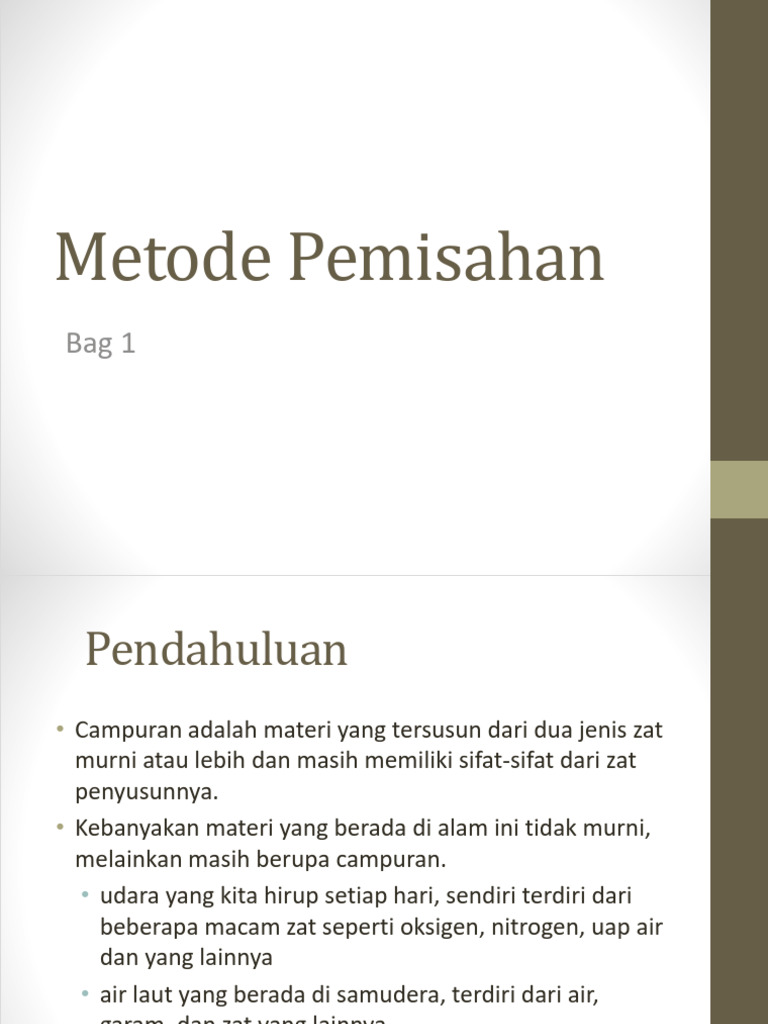 Metode Pemisahan Bag 1 | PDF