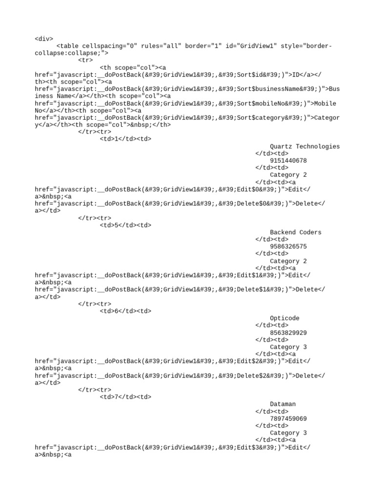 Grid View Export Pdf
