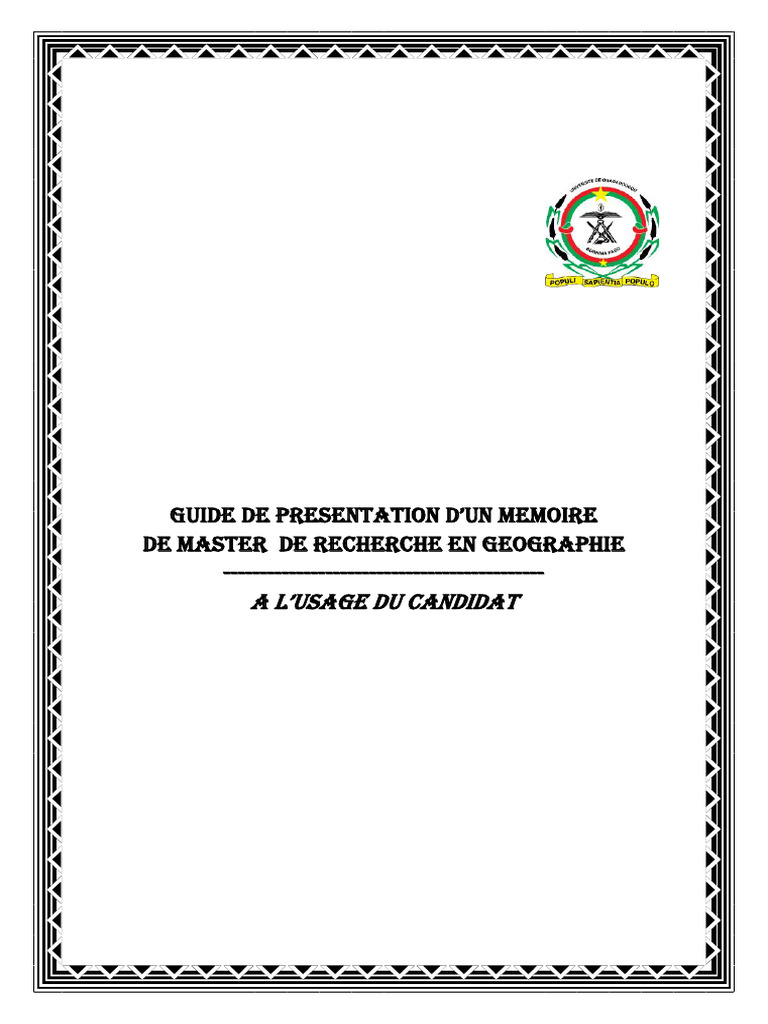 2a - Guide de Rédaction Du Mémoire de Master de Recherche | PDF