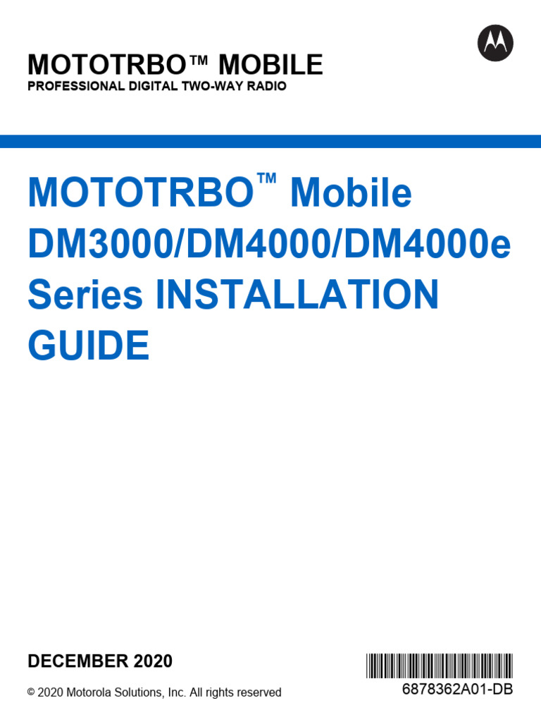 Dm4600e 6878362a01-Db Enus Mototrbo Mobile dm3000 dm4000 dm4 | PDF