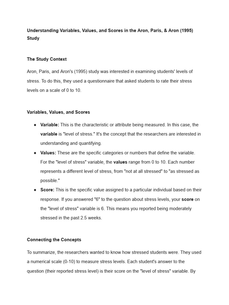 Understanding Variables, Values, and Scores | PDF