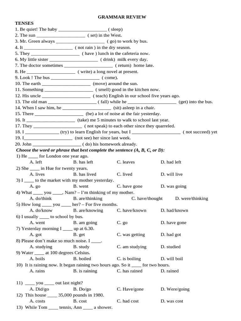 Grammar Review | PDF