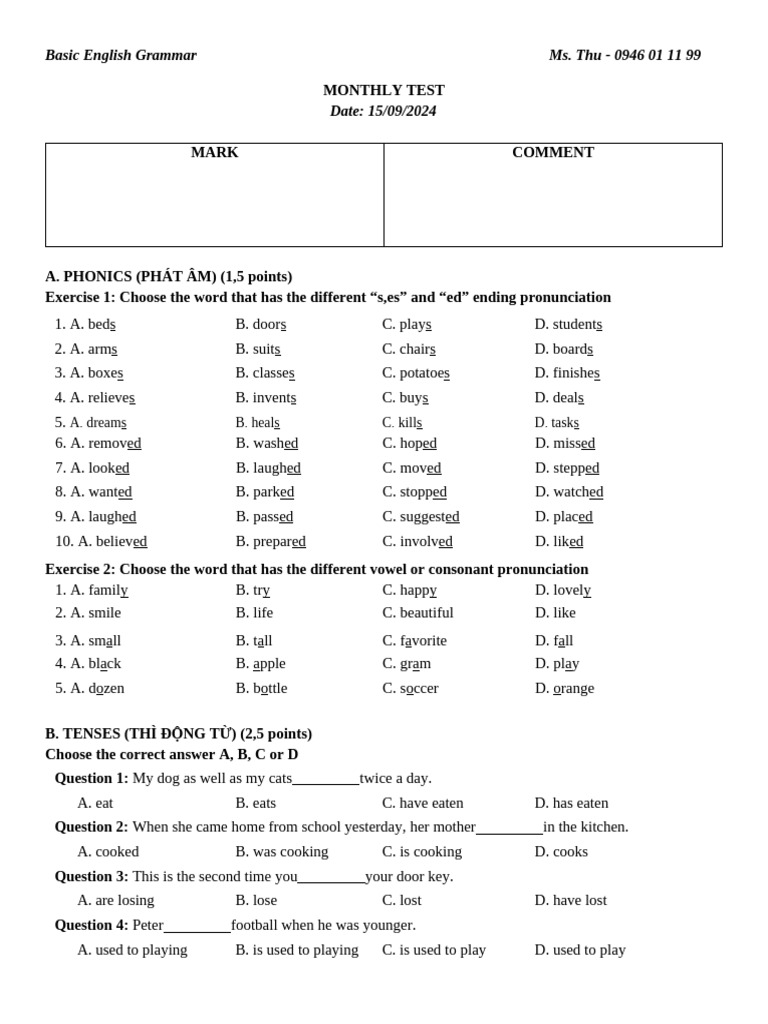E7&8 Monthly Test | PDF