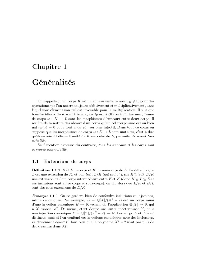 Cours Sur L Extensions de Corps | PDF