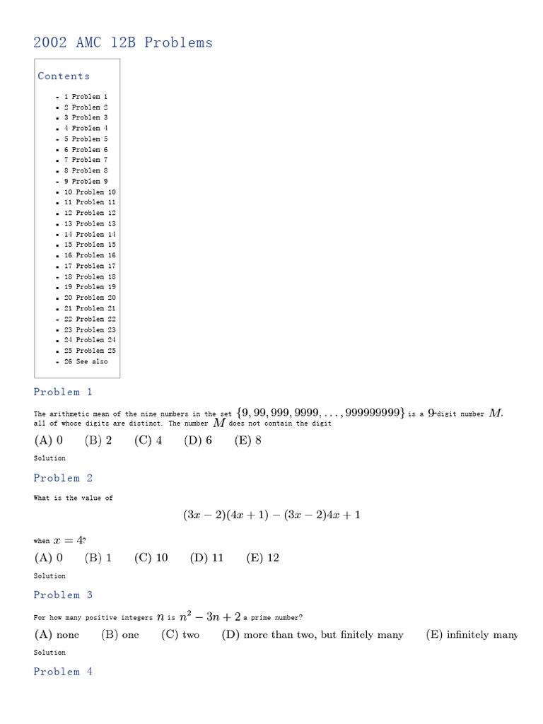 2002 AMC 12B Problems | PDF