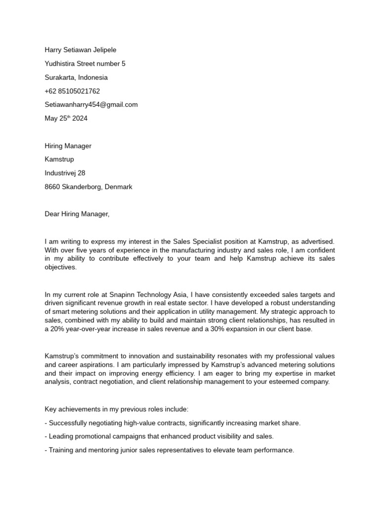 Cover Letter Europe | PDF | Business