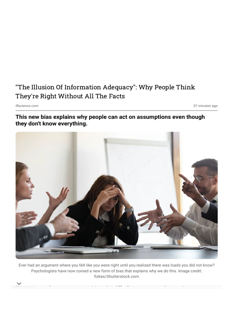 The Illusion of Information Adequacy - Why People Think They're | PDF