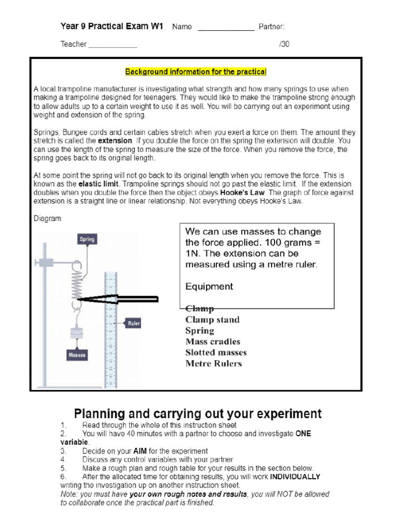 Year 9 Practical Test | PDF