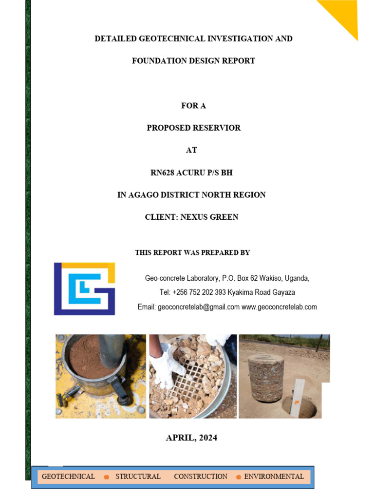 Geotechnical Report for Agago Reservoir | PDF | Geotechnical ...