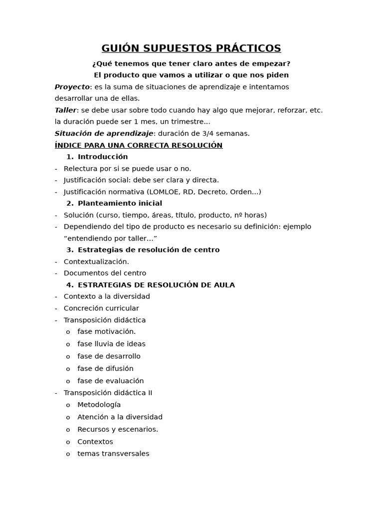 Guión Supuestos Prácticos | PDF