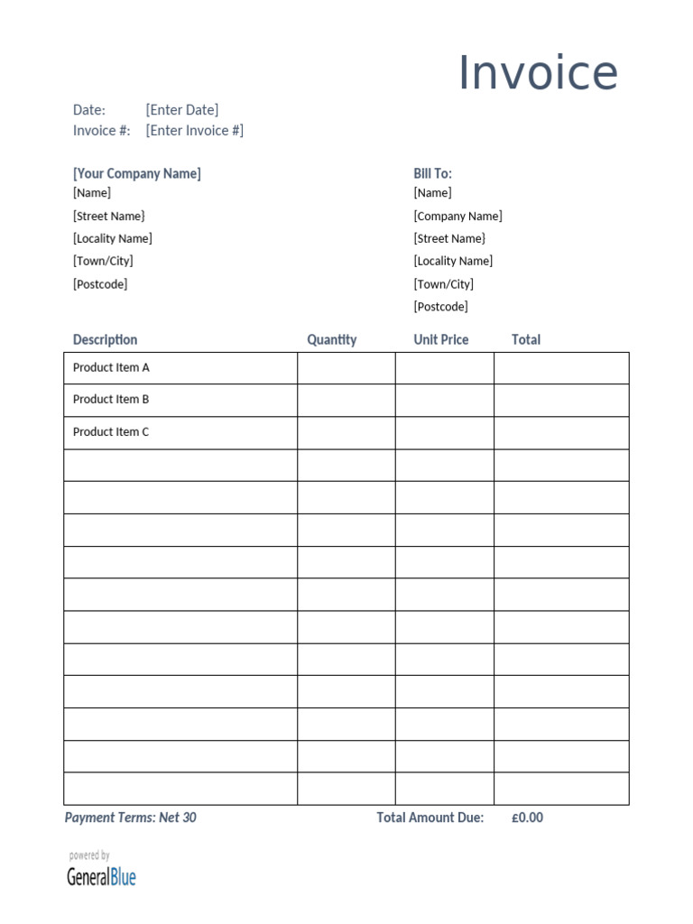 Printable Uk Invoice Templates | PDF
