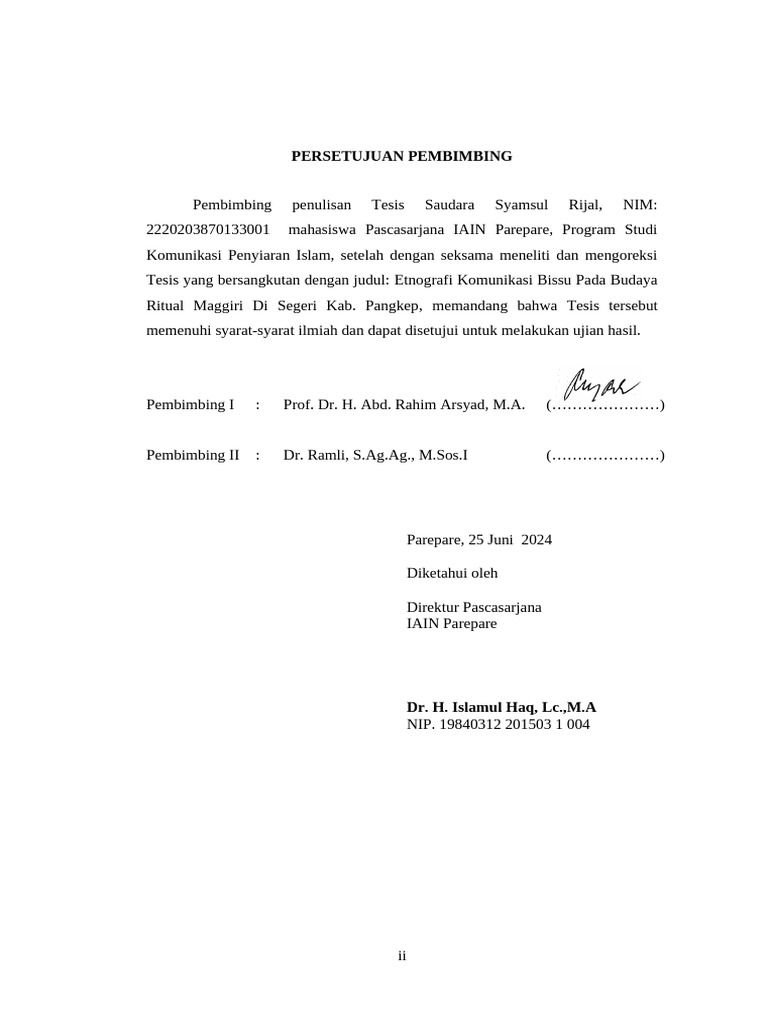 Contoh Pengesahan Ujian Hasil | PDF