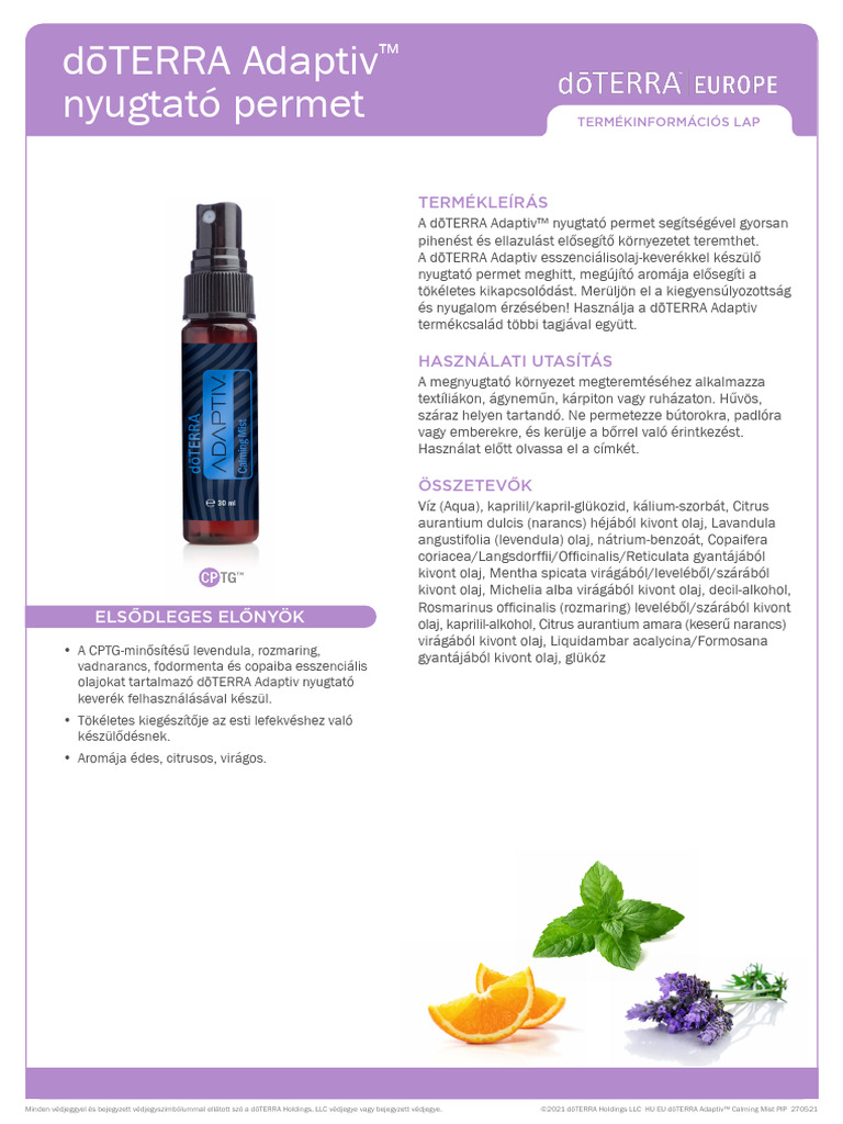 Doterra Adaptiv Calming Mist | PDF