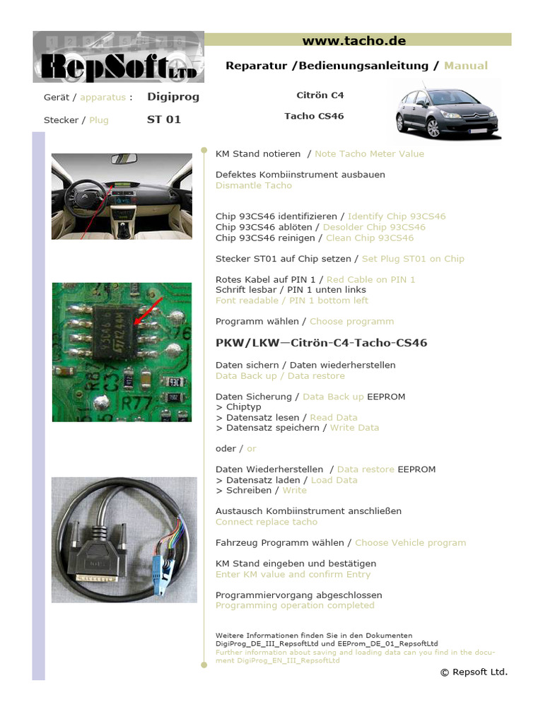 Citr枚n C4 Tacho CS46 DE EN EEP 001 RepsoftLtd | PDF