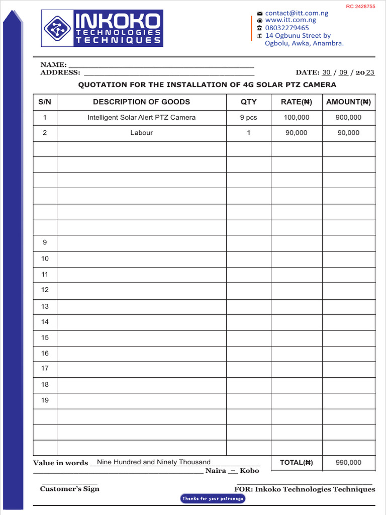 4G Intelligent Alert PTZ Camera Ifite Quotation | PDF