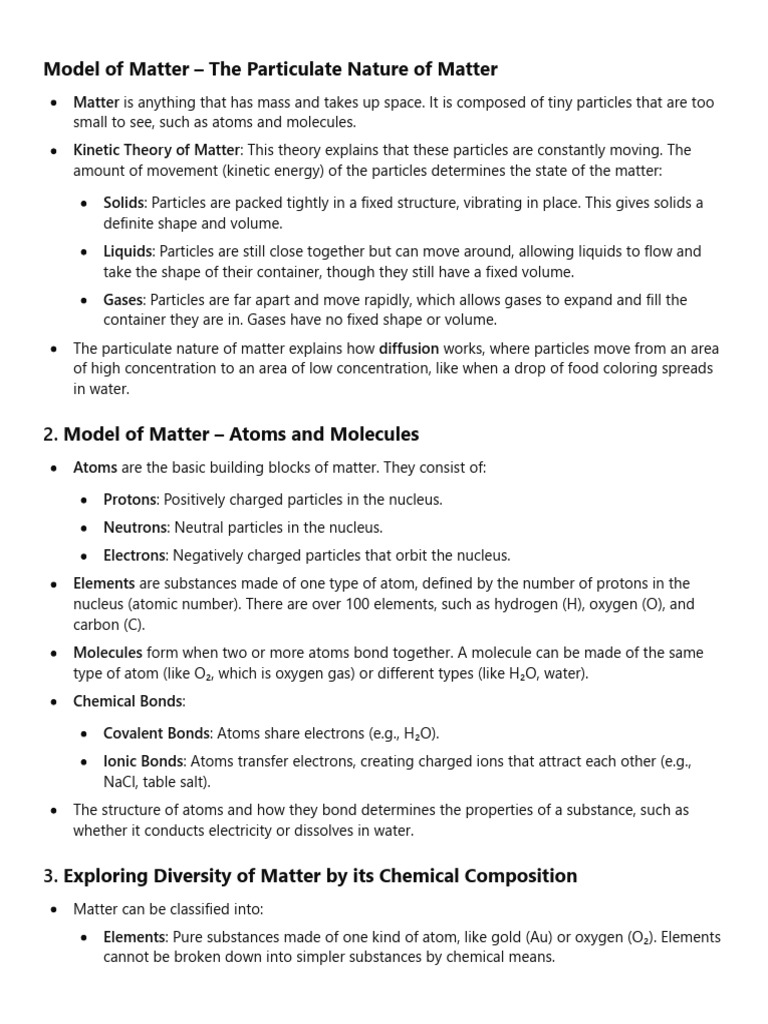 Model of Matter SCIENCE Detailll | PDF | Chemical Compounds | Chemistry