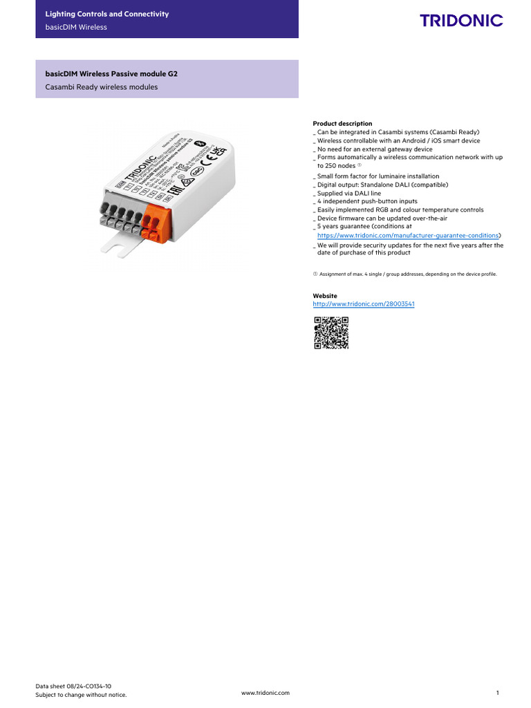 basicDIM Wireless Passive Modul G2 30548 | PDF