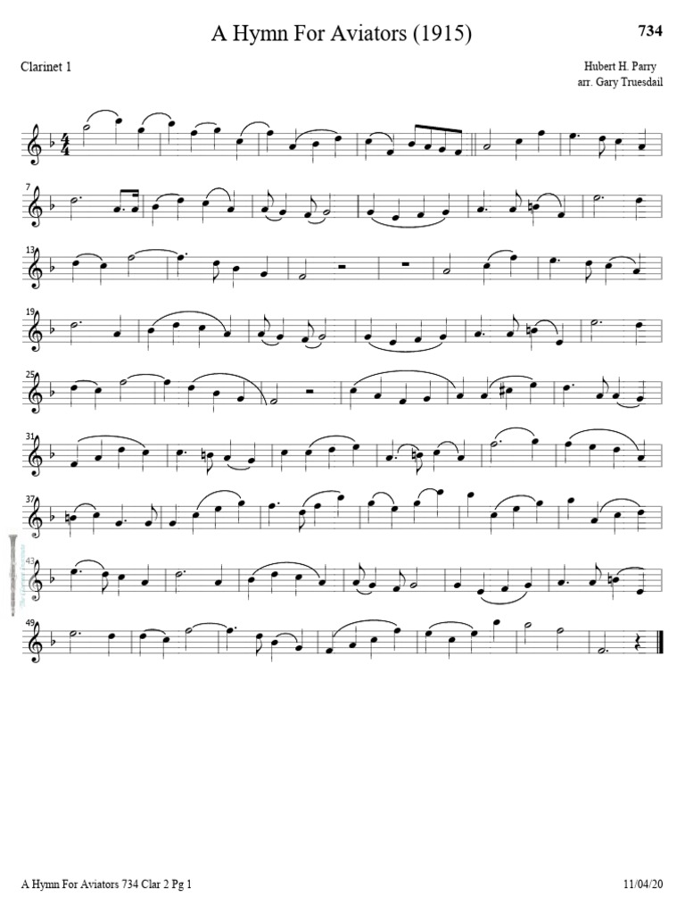 Parry, Hubert - A Hymn For Aviators | PDF
