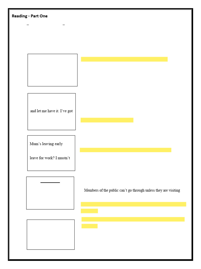 B1 Reading Revision - Answers | PDF