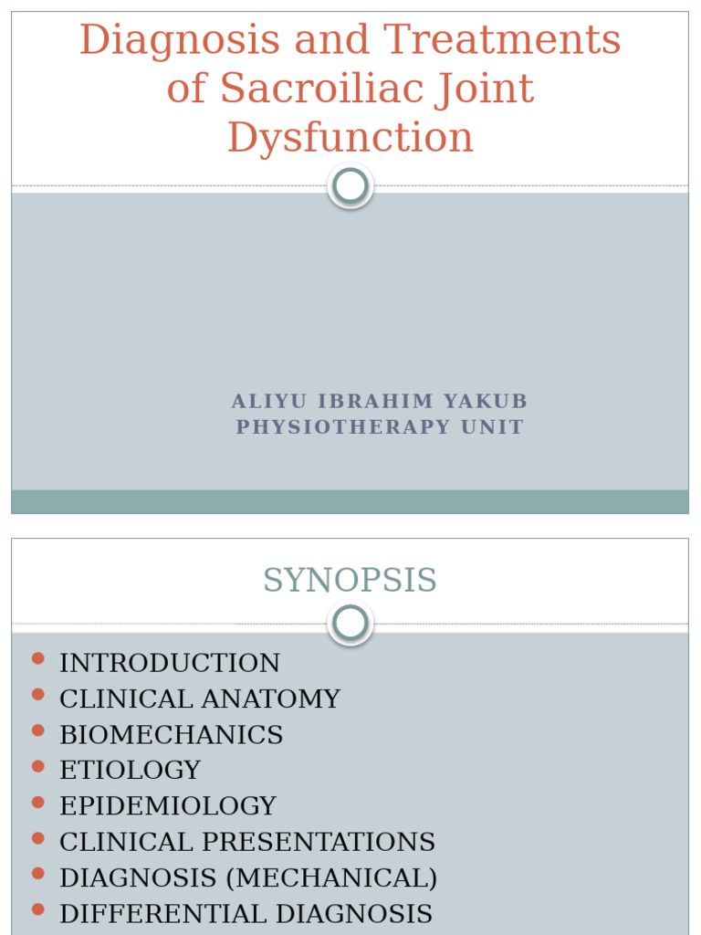 Diagnosis and Treatments of Sacroiliac Joint Dysfunction | PDF