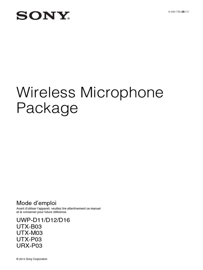 Wireless Microphone Package: Mode D'emploi | PDF