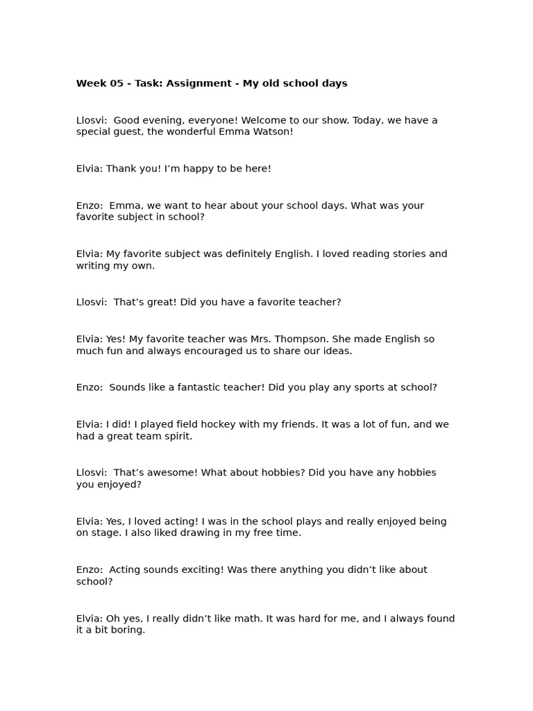 Assignment - My Old School Days | PDF