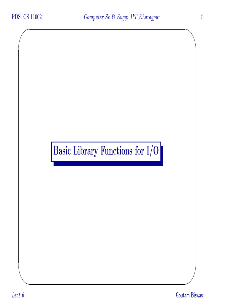 lect6 Basic Library Functions for | PDF