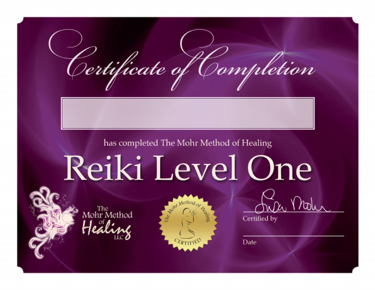Signed Reiki One Certificate | PDF