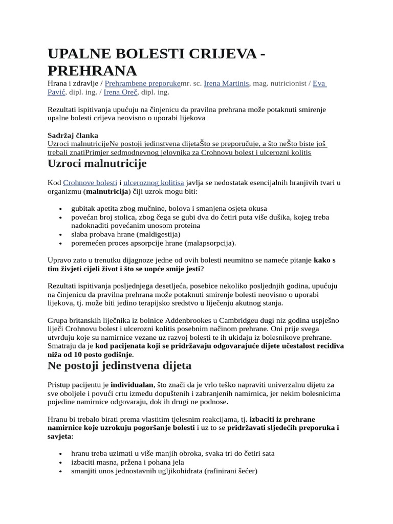 Upalne Bolesti Crijeva | PDF