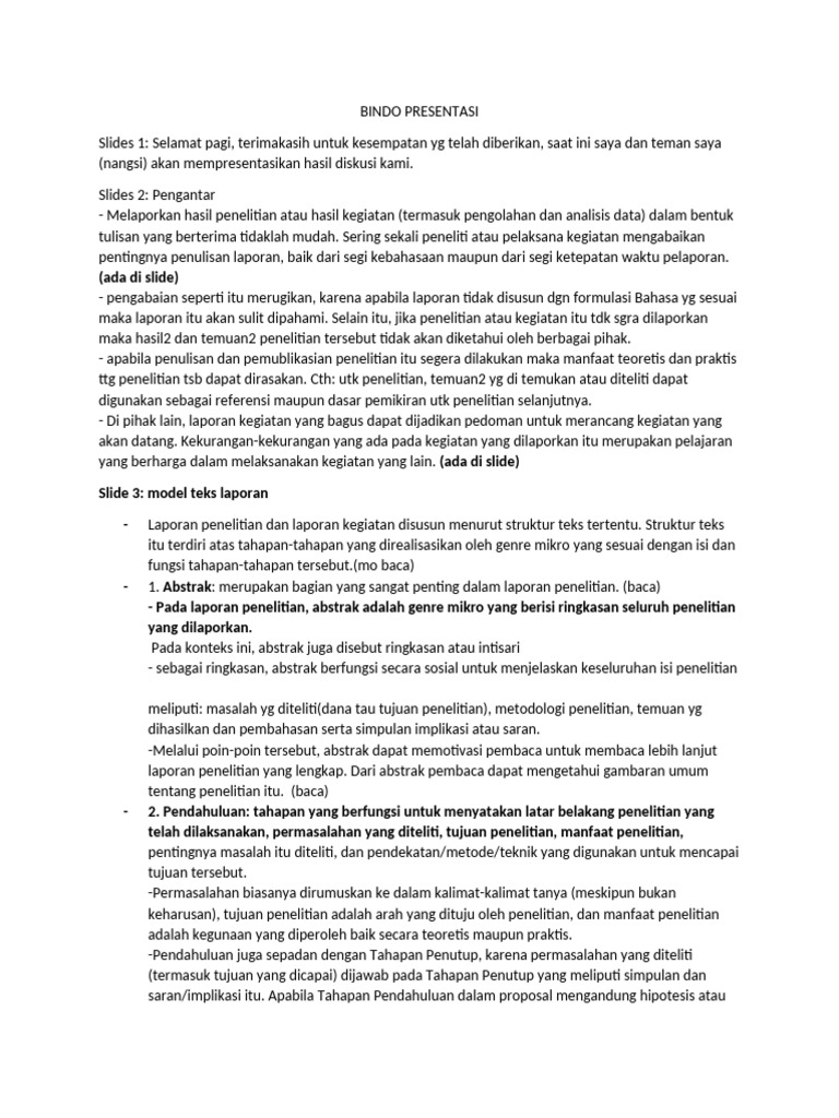 Bindo Presentasi | PDF