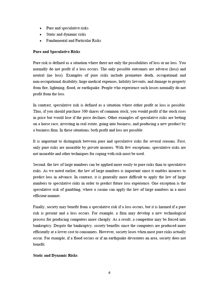 Pure and Speculative Risks | PDF