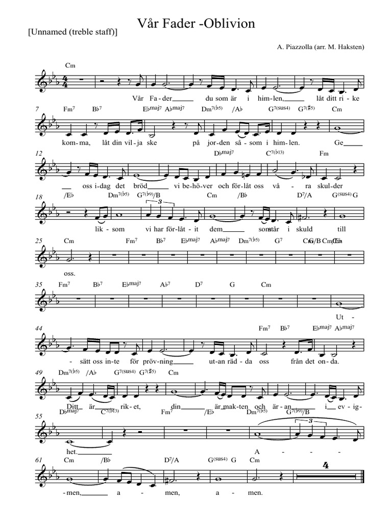 Vår Fader Oblivion - (Unnamed (Treble Staff) ) | PDF