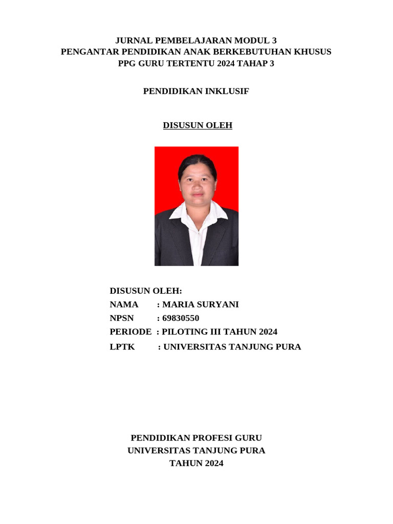 JURNAL PEMBELAJARAN MODUL 3 - Maria Suryani | PDF