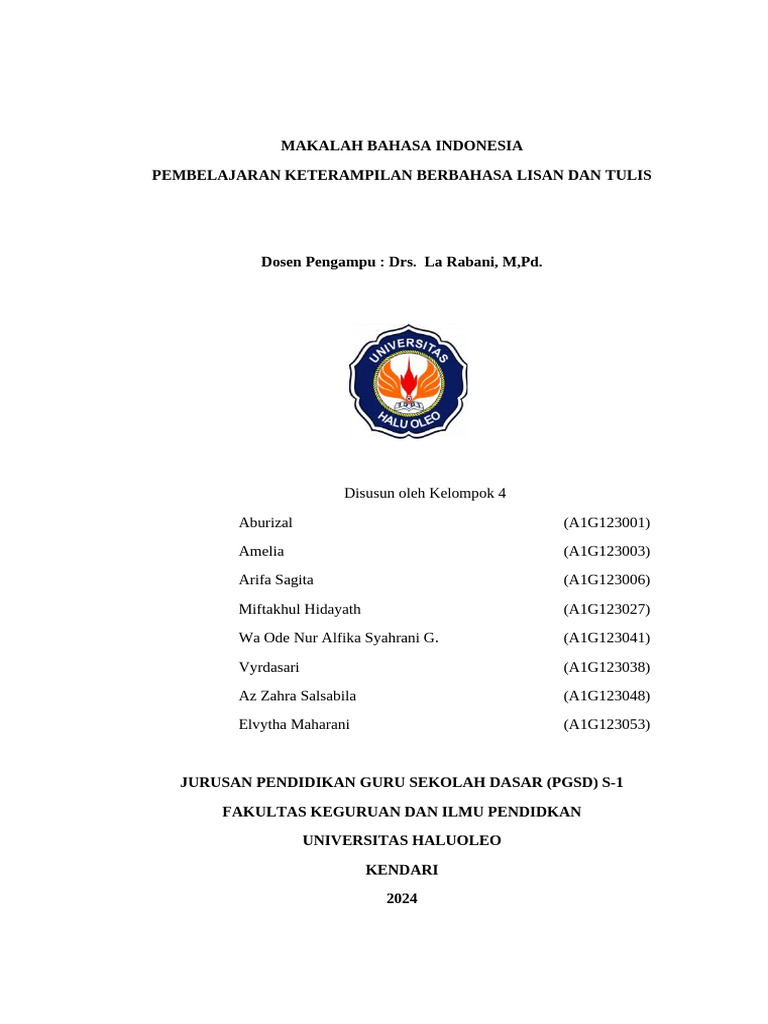 Makalah Bhs Indonesia Yang Paling Benar Semester 3-1 | PDF