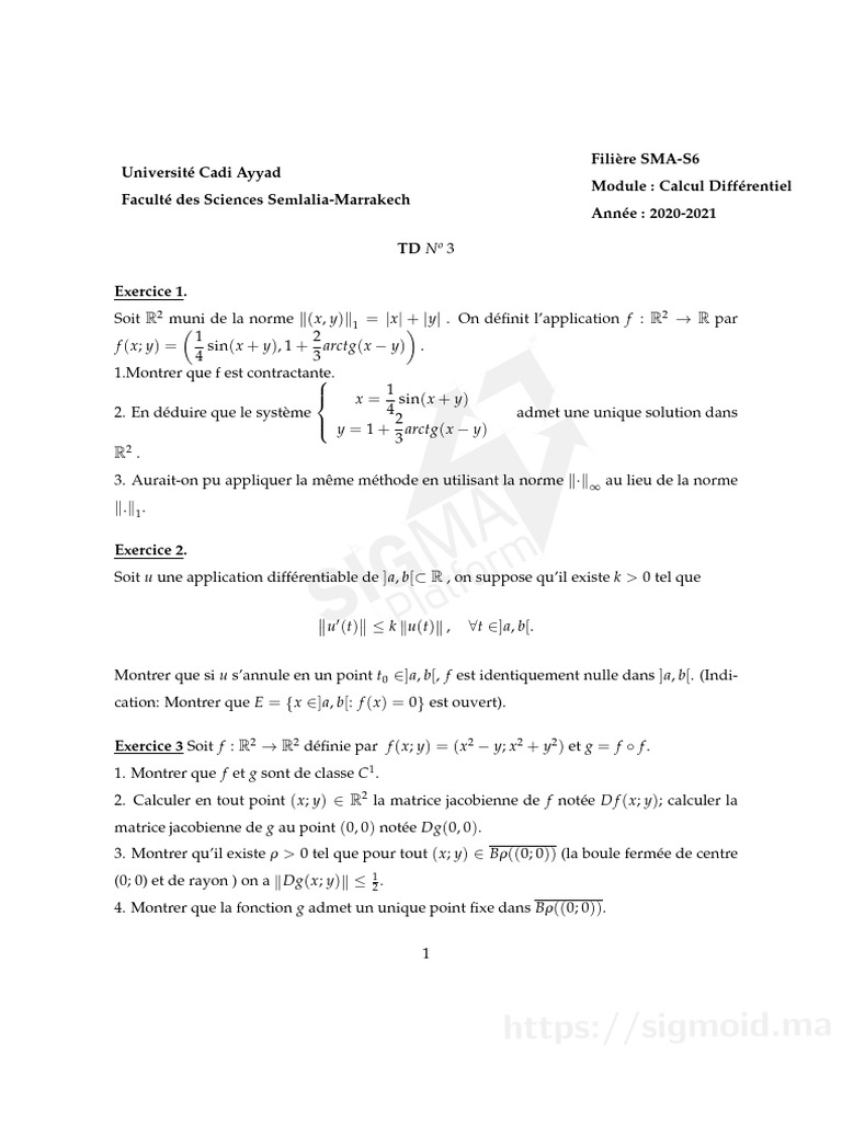 Université Cadi Ayyad Faculté Des Sciences Semlalia-Marrakech Filière ...