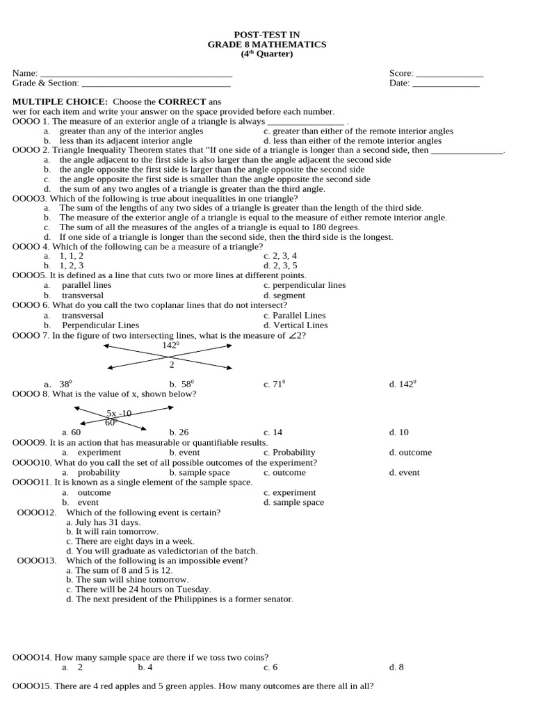 4th Post Test | PDF