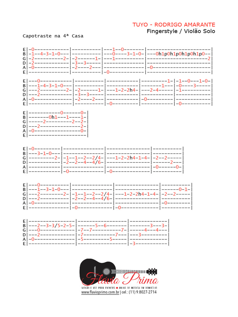Tuyo - Rodrigo Amarante (Fingerstyle) | PDF