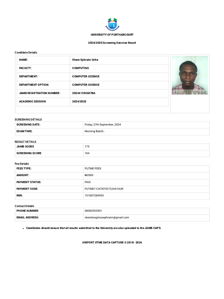 Candidate Details: Friday, 27th September, 2024 Morning Batch | PDF